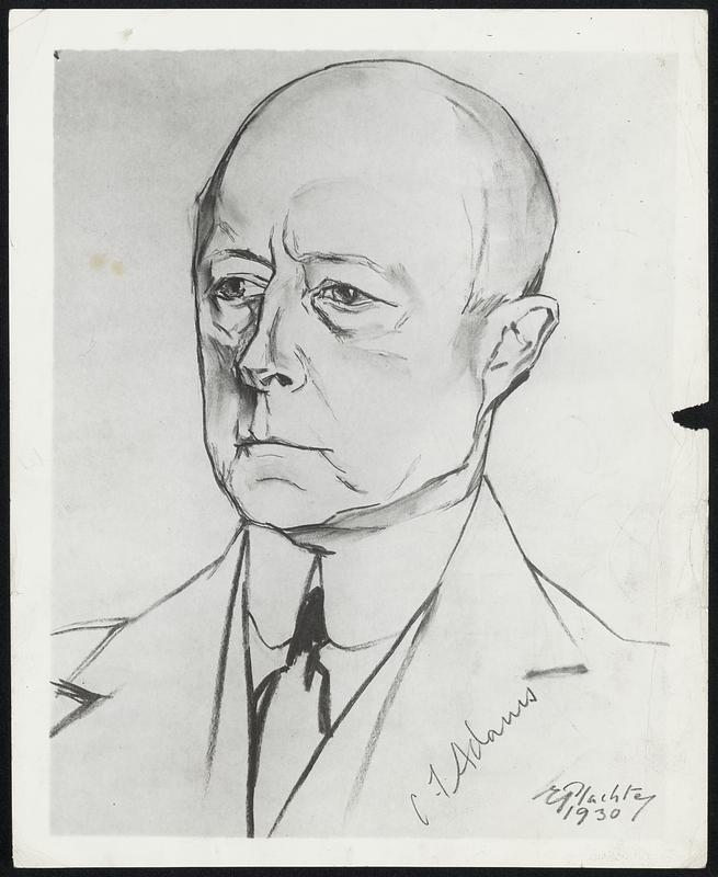 Drawn at the Naval Conference. Secretary of the Navy Adams sketched by ...