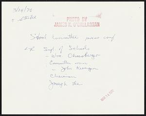 School Committee pres conf L-R Supt. of Schools -Wm. Ohnenberger ...