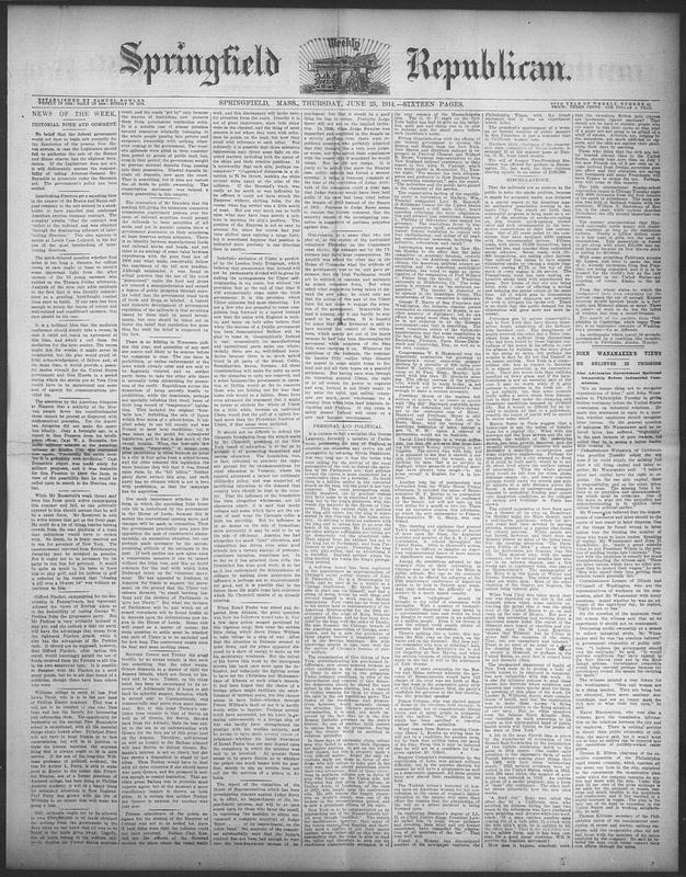 Springfield Weekly Republican. June 25, 1914 - Digital Commonwealth