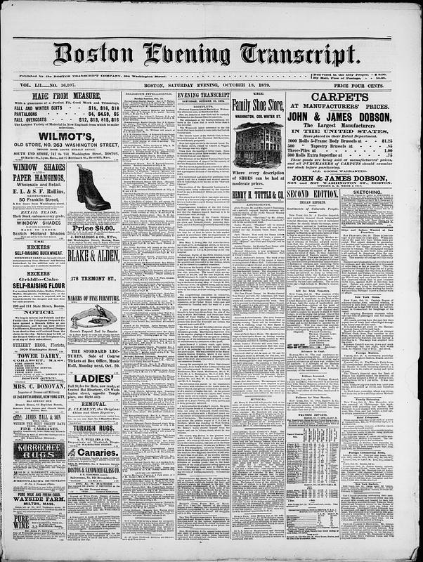 Boston Evening Transcript. October 18, 1879 - Digital Commonwealth