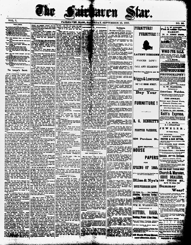 The Fairhaven Star. September 12, 1885 - Digital Commonwealth