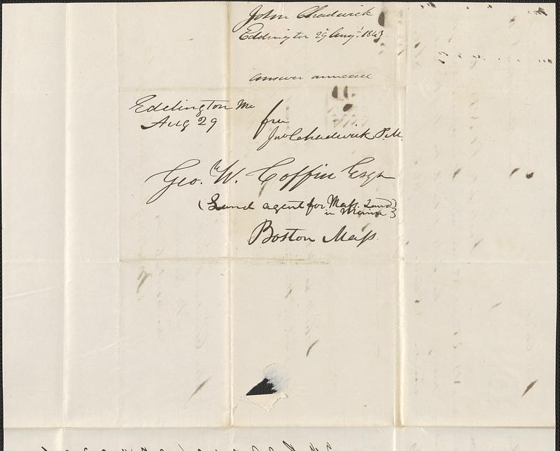 John Chadwick to George Coffin, 29 August 1843 - Digital Commonwealth