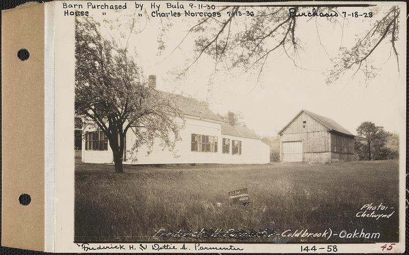 Frederick H. and Dottie A. Parmenter, house and barn, Coldbrook, Oakham ...