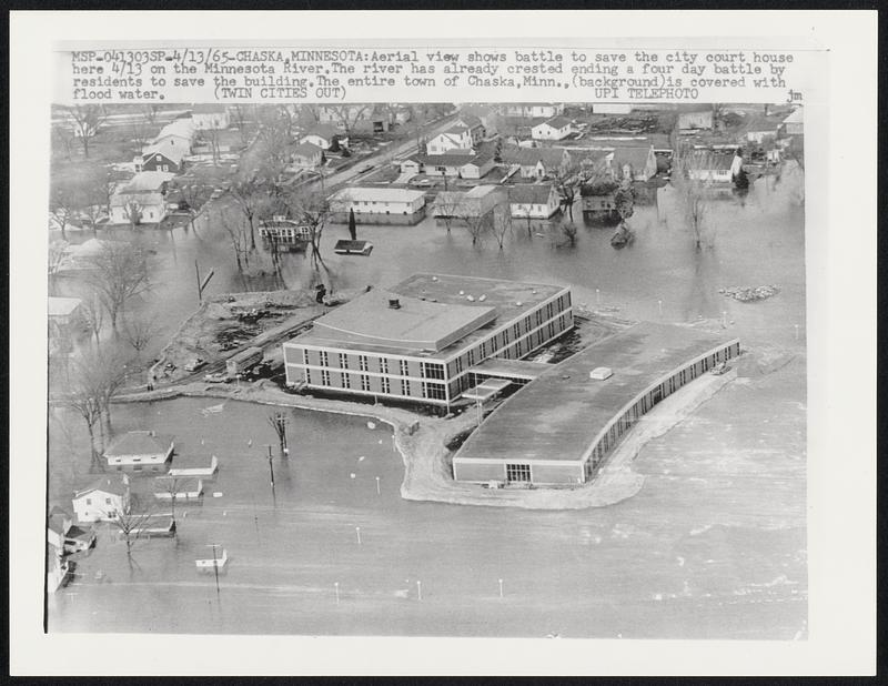 Aerial view shows battle to save the city court house here 4/13 on the ...