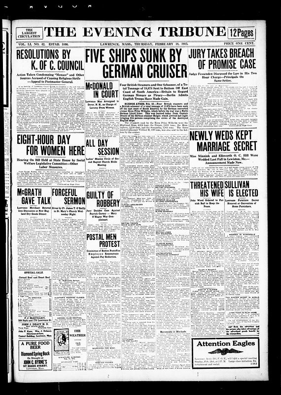 The Evening Tribune. February 18, 1915 - Digital Commonwealth