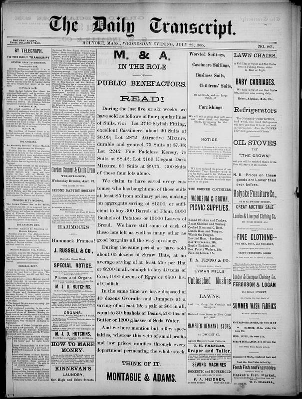 The Daily Transcript. July 22, 1885 - Digital Commonwealth