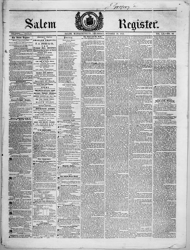 Salem Register. October 16, 1851 - Digital Commonwealth