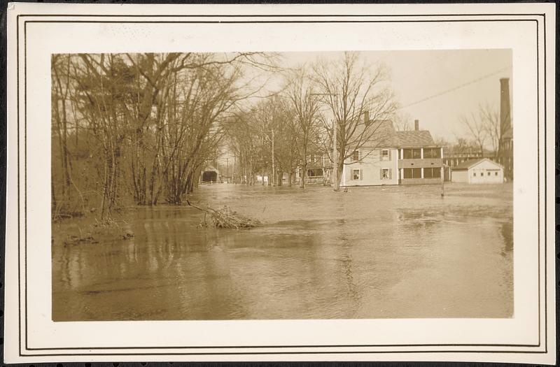 Flooding on Groton Street, with covered bridge - Digital Commonwealth