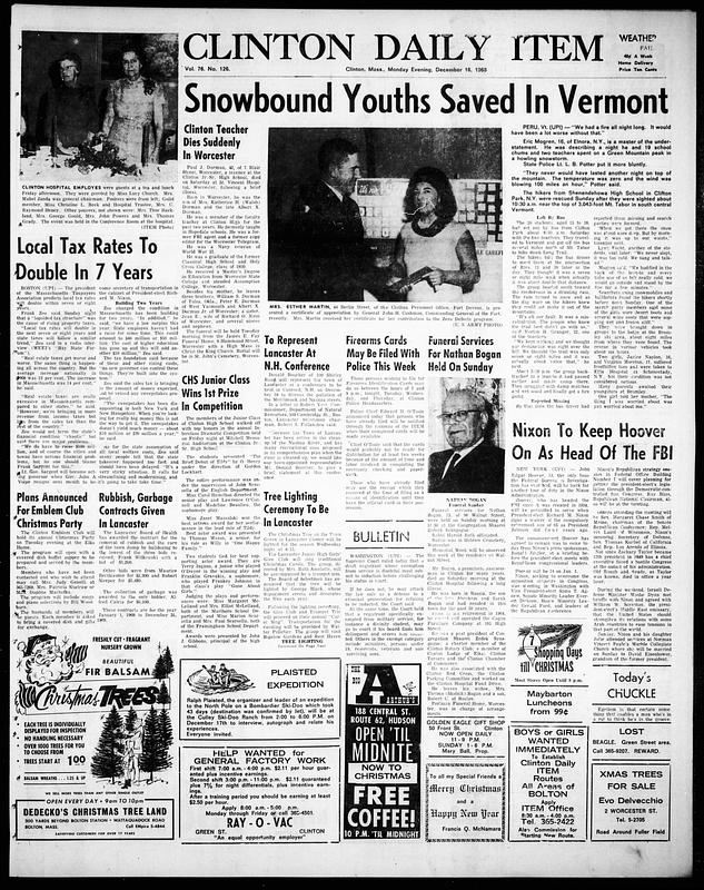 Clinton Daily Item. December 16, 1968 - Digital Commonwealth