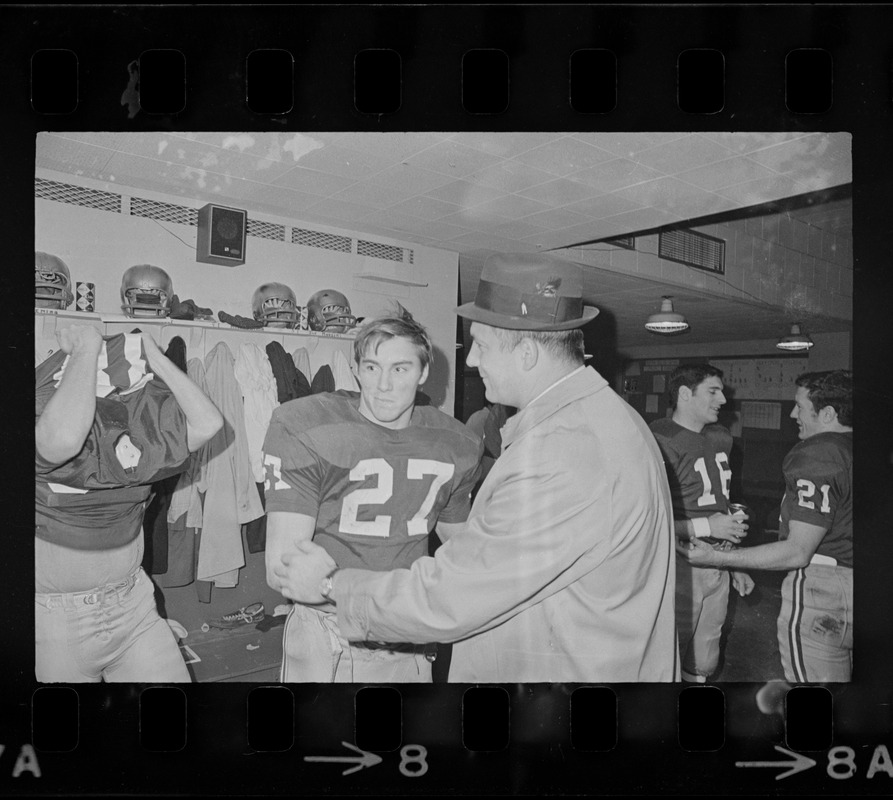 Boston College football player Dave Bennett and coach Joe Yukica ...