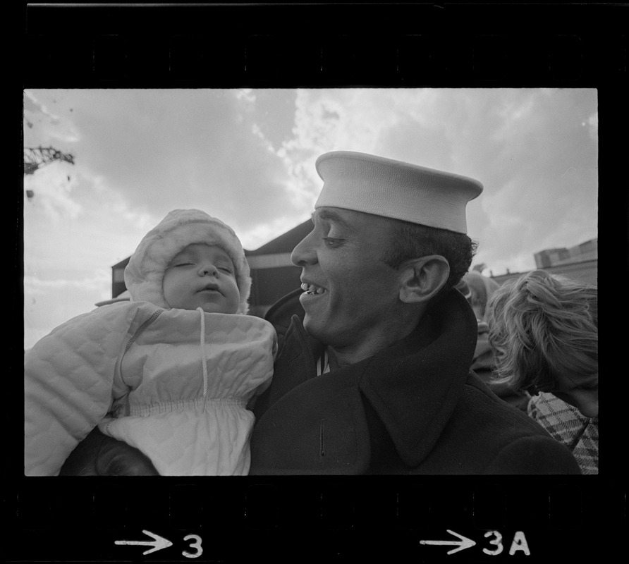 Navy man, Christopher Pires, North Quincy, and baby, Tony - Digital Commonwealth