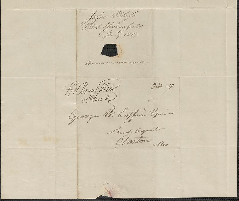 Jesse Bliss to George Coffin, 2 January 1839 - Digital Commonwealth