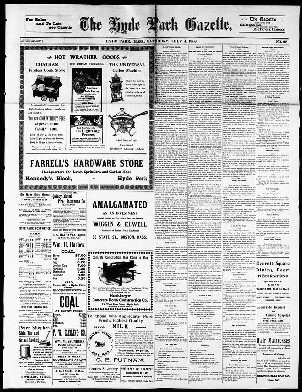 The Hyde Park Gazette. July 04, 1908 - Digital Commonwealth