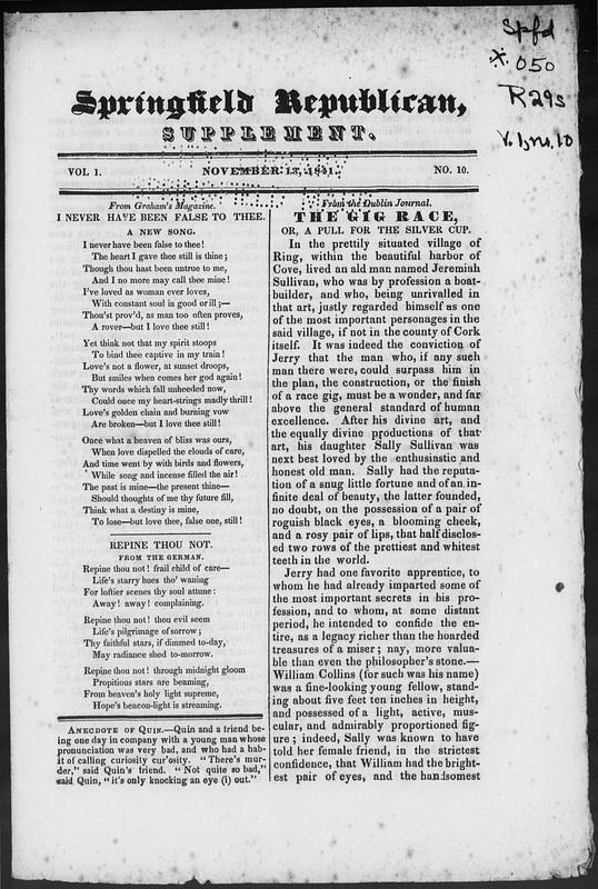 Springfield Republican. November 13, 1841 - Digital Commonwealth
