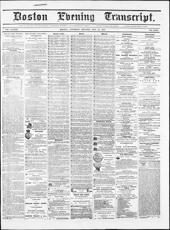 Boston Evening Transcript. May 12, 1866 - Digital Commonwealth