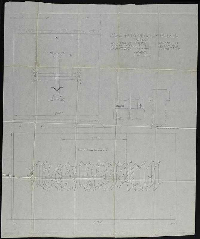 Three-quarter inch scale and full-scale details of corner stone ...