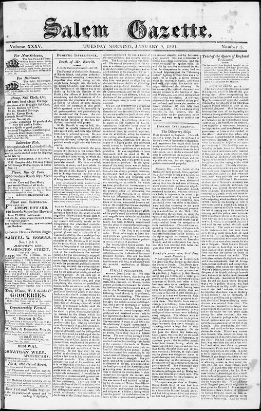 The Salem Gazette. January 09, 1821 - Digital Commonwealth