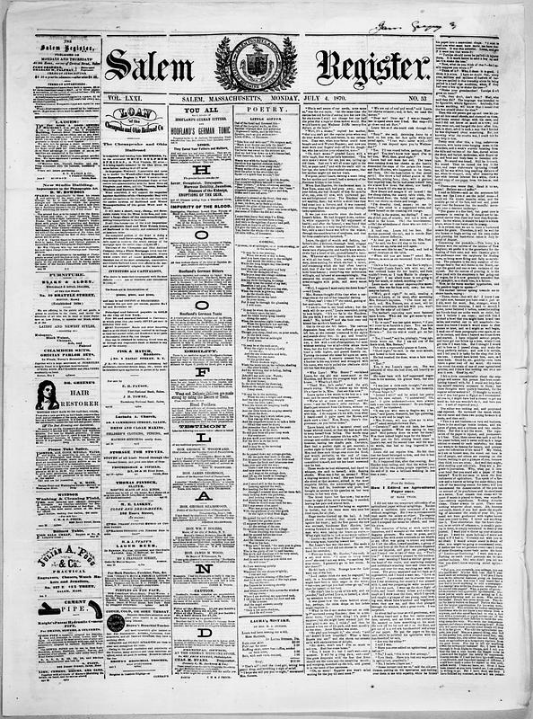 Salem Register. July 04, 1870 - Digital Commonwealth