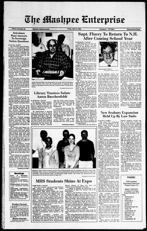 The Mashpee Enterprise. April 12, 2002 - Digital Commonwealth