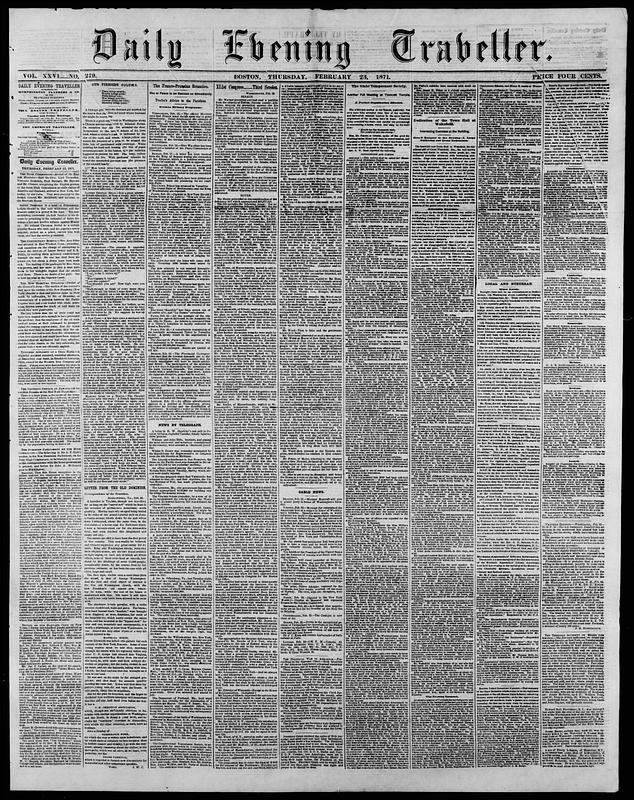 Daily Evening Traveller. February 23, 1871 - Digital Commonwealth