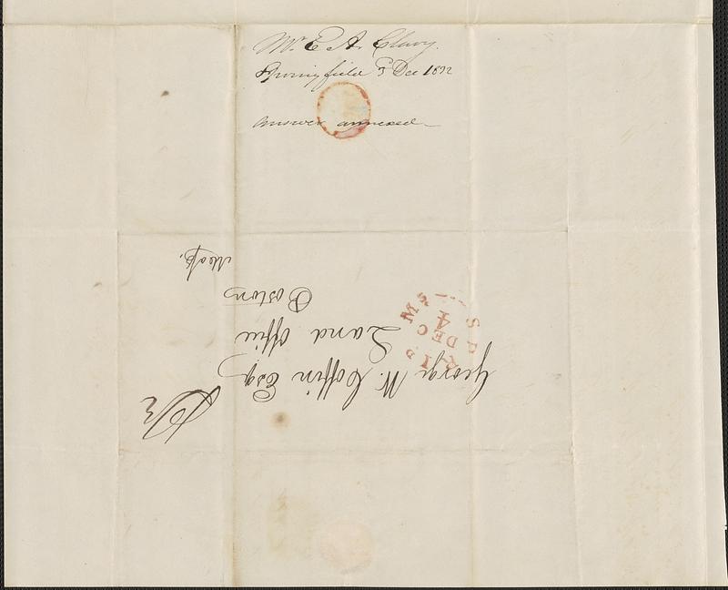 E. A. Clary to George Coffin, 3 December 1832 - Digital Commonwealth