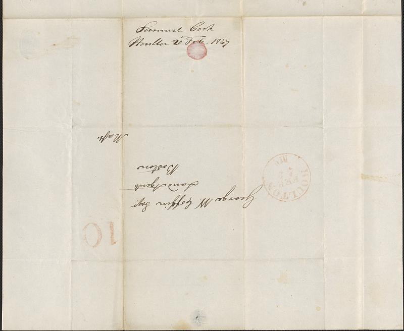 Samuel Cook to George Coffin, 20 February 1847 - Digital Commonwealth