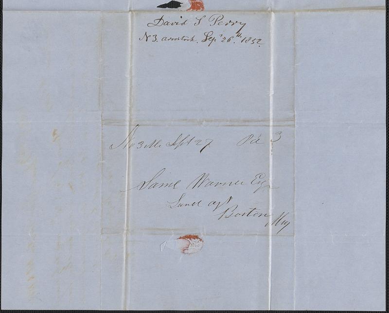 David S. Perry to Samuel Warner, 26 September 1852 - Digital Commonwealth