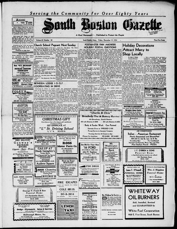 South Boston Gazette. December 17, 1954 - Digital Commonwealth