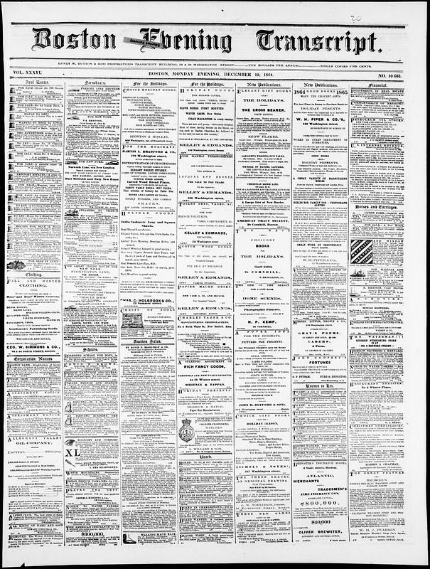 Boston Evening Transcript. December 19, 1864 - Digital Commonwealth