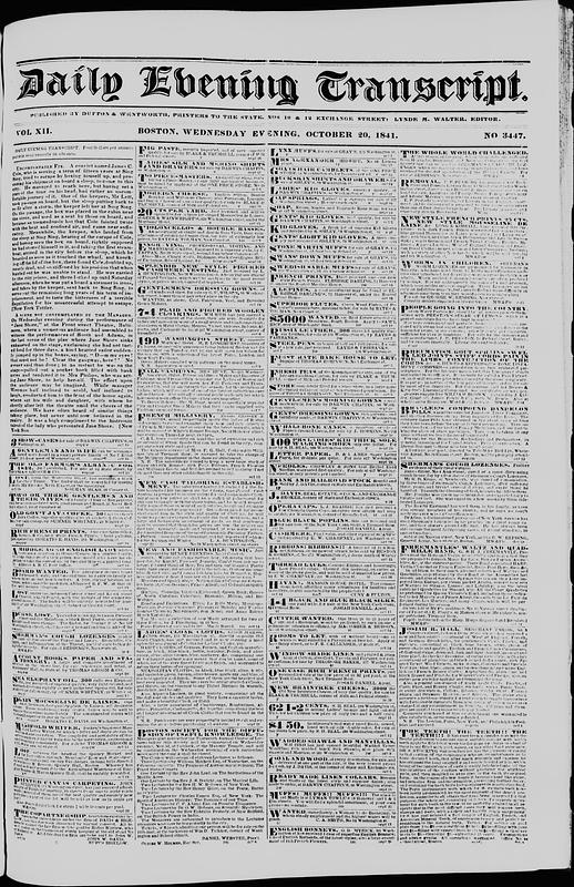 Daily Evening Transcript. October 20, 1841 - Digital Commonwealth