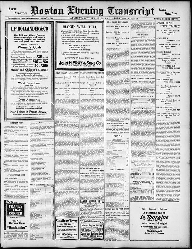 Boston Evening Transcript. October 17, 1914 - Digital Commonwealth