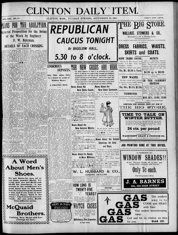 Clinton Daily Item. September 26, 1905 - Digital Commonwealth