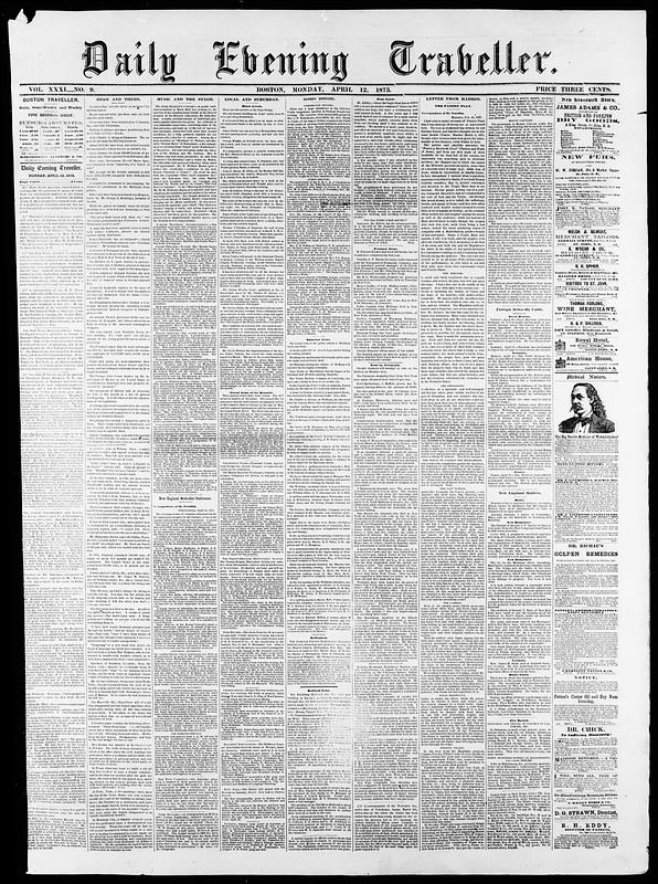 Daily Evening Traveller. April 12, 1875 - Digital Commonwealth