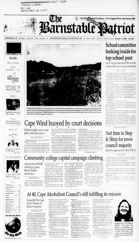 Barnstable Patriot. October 11, 2002 - Digital Commonwealth