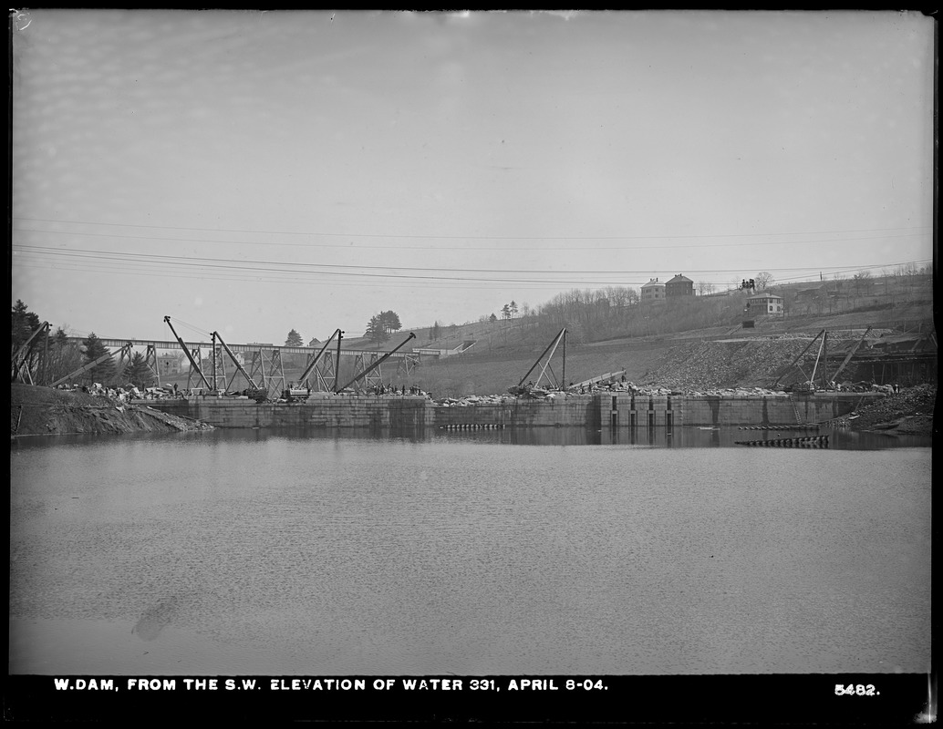 Wachusett Dam, from the southeast, elevation of water 331, Clinton ...