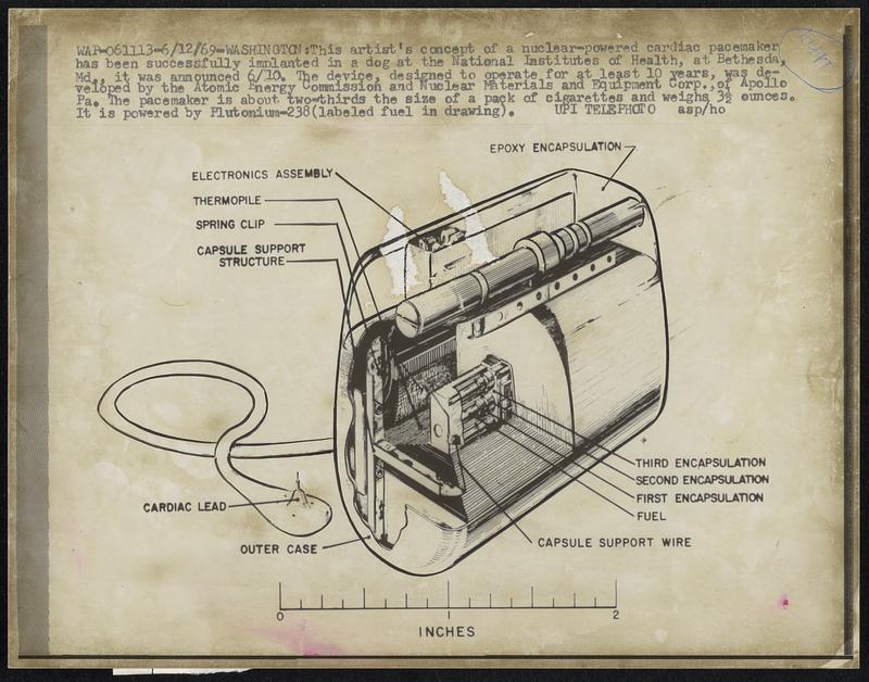 This artist's concept of a nuclear-powered cardiac pacemaker has been ...