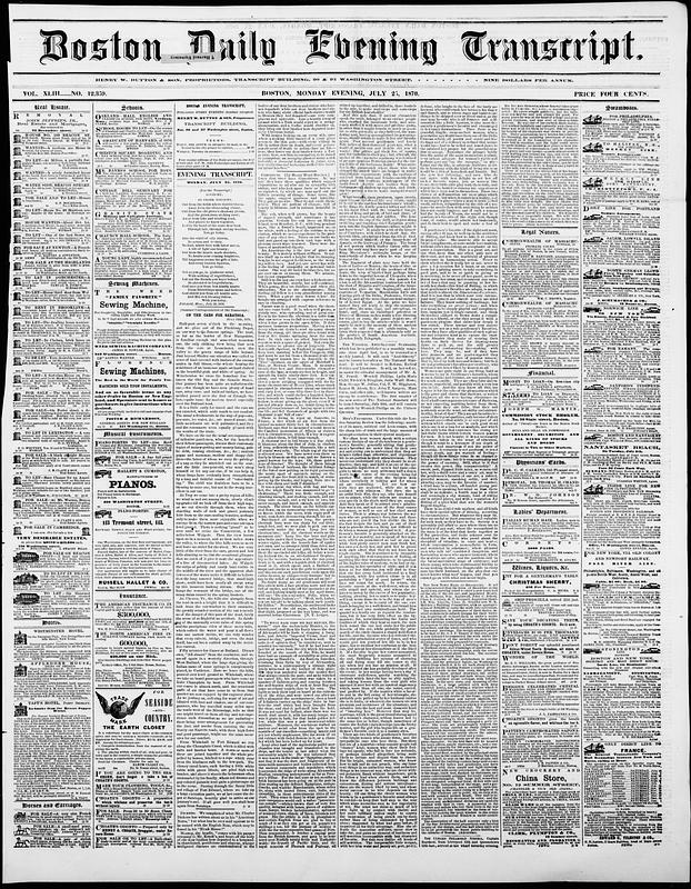 Boston Daily Evening Transcript. July 25, 1870 - Digital Commonwealth