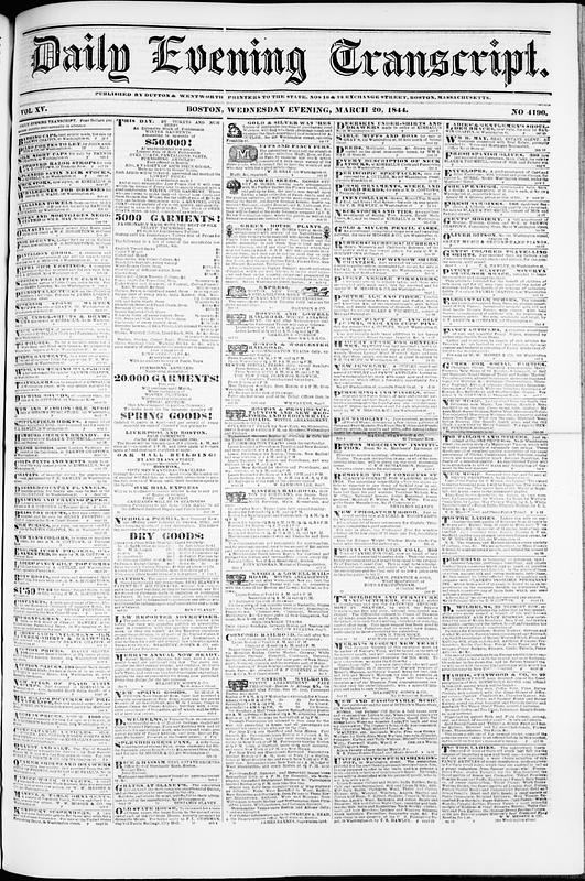 Daily Evening Transcript. March 20, 1844 - Digital Commonwealth