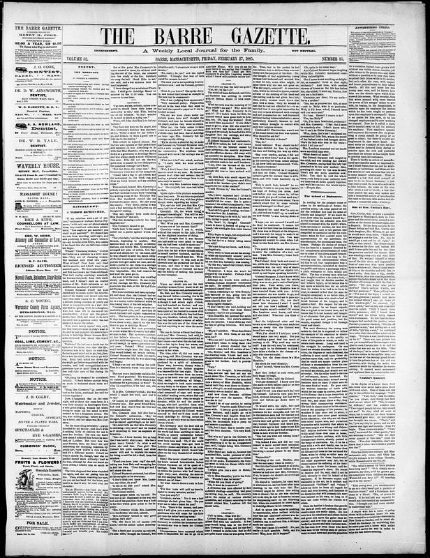 Barre Gazette. February 27, 1885 - Digital Commonwealth