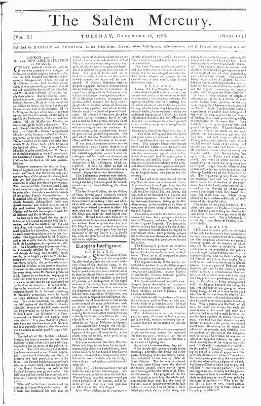 The Salem Mercury. December 16, 1788 - Digital Commonwealth