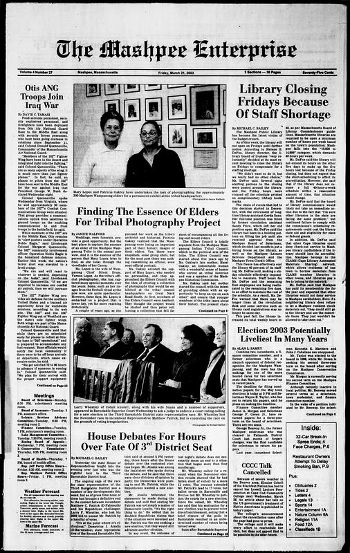 The Mashpee Enterprise. March 21, 2003 - Digital Commonwealth