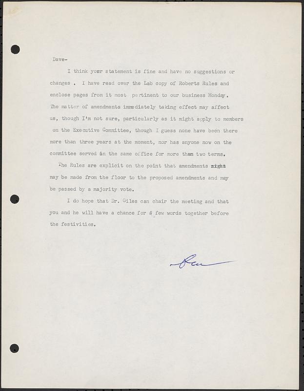 Letter to David Reiner stating there are no additional suggestions or ...