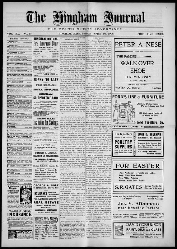 Hingham Journal. April 10, 1908 - Digital Commonwealth