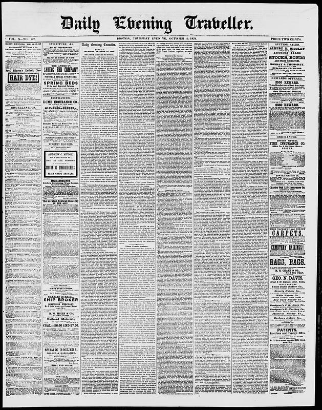 Daily Evening Traveller. October 19, 1854 - Digital Commonwealth