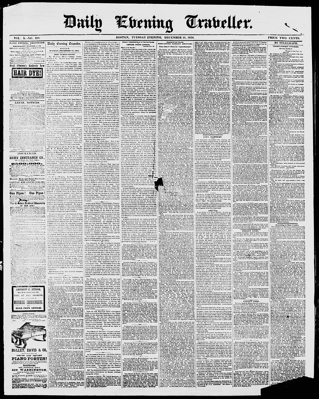 Daily Evening Traveller. December 19, 1854 - Digital Commonwealth