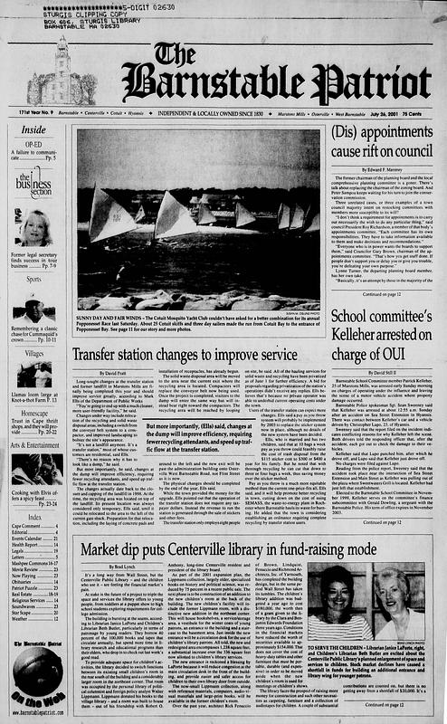 Barnstable Patriot. July 26, 2001 - Digital Commonwealth