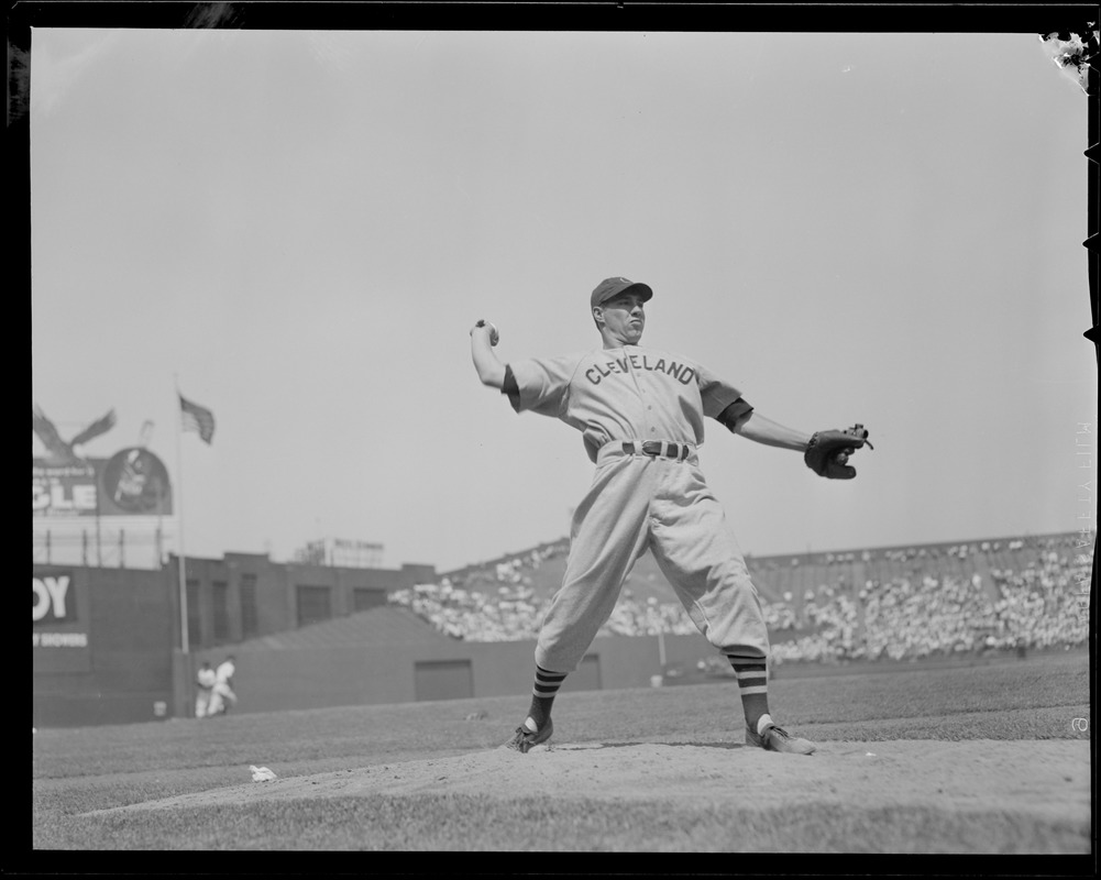 Cleveland Indians pitcher on the mound at Fenway - Digital Commonwealth