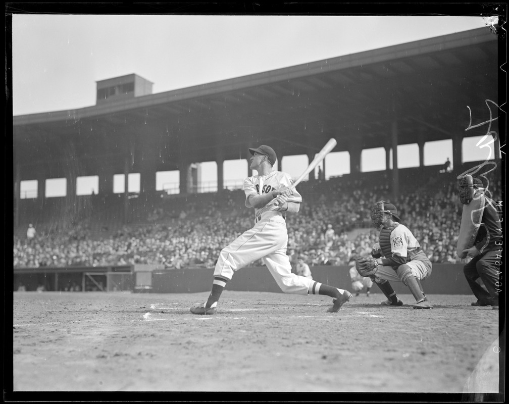 Tabor hitting for the Sox against the Senators - Digital Commonwealth