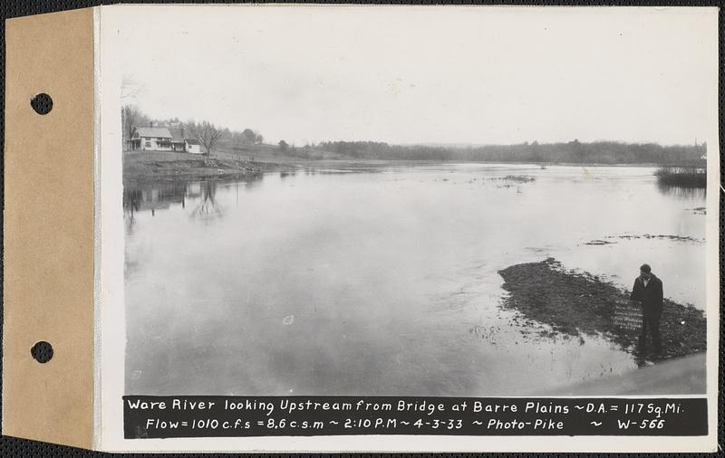 Ware River looking upstream from bridge at Barre Plains, drainage area ...