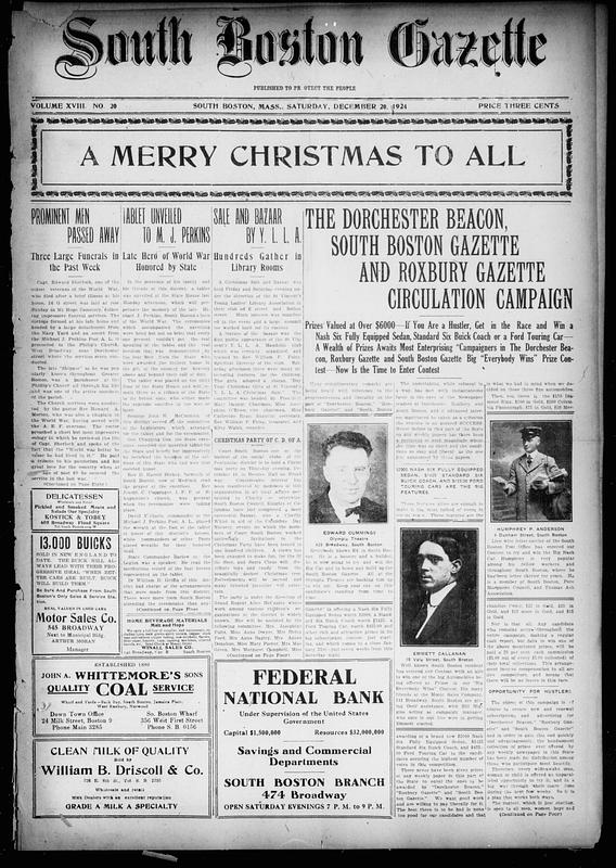 South Boston Gazette. December 20, 1924 - Digital Commonwealth